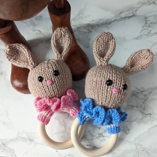 PDF Knitting Pattern Baby Rattle Toy Teddy Bear Bunny Rabbit Duck 3 X ...