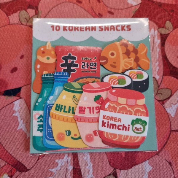 10 Korean Snacks Sticker Pack Water Resistant Laminated Die Cut Sticker ...