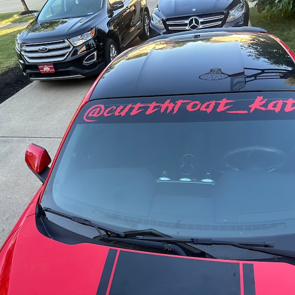 Custom Text Windshield Banner Vinyl Decal | Car Window Banner ...