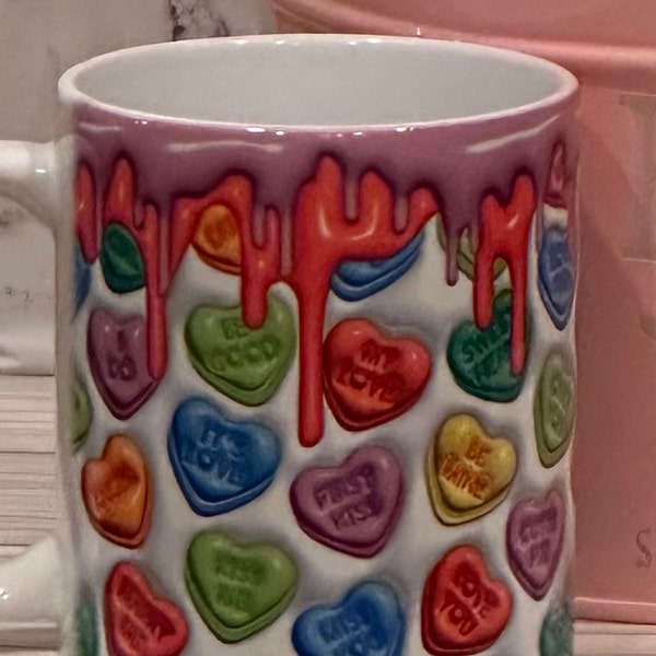 3D Valentine's Day Heart Candy Inflated Mug Wrap, 11oz and 15oz Mug ...