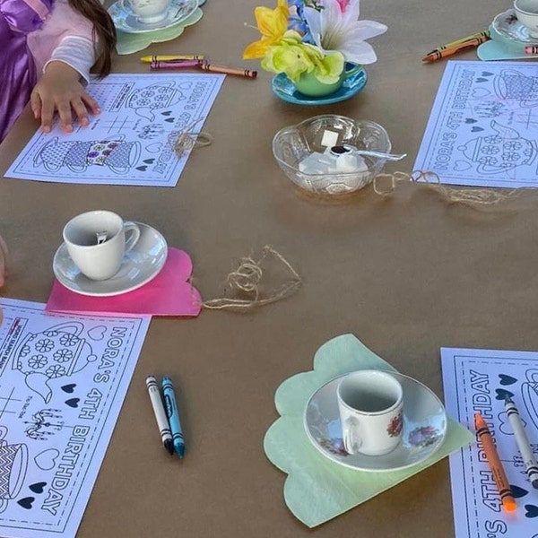 PERSONALIZED TEA PARTY Happy Birthday Printable Placemat Activity ...