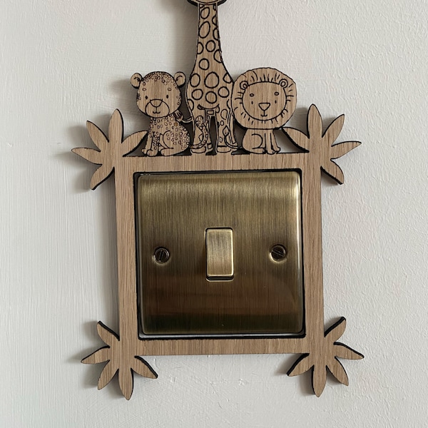 Wooden Safari Animal Light Switch Surround for Kids Room, Jungle Light ...