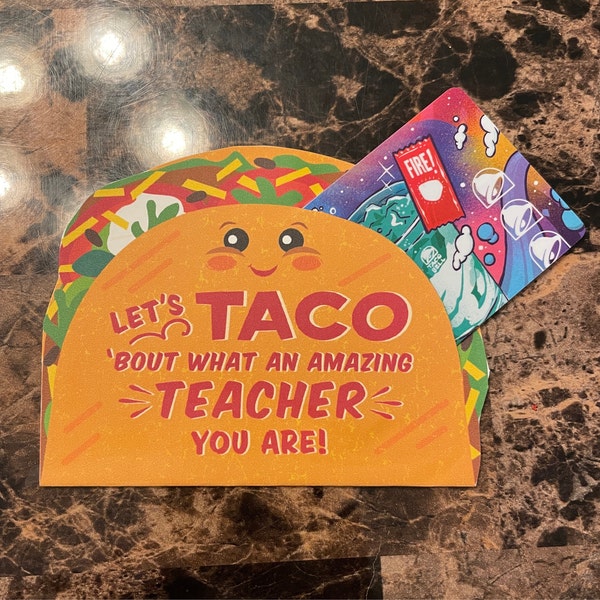 Taco and Burrito Teacher Gift Card Holder Printable, Instant Download ...