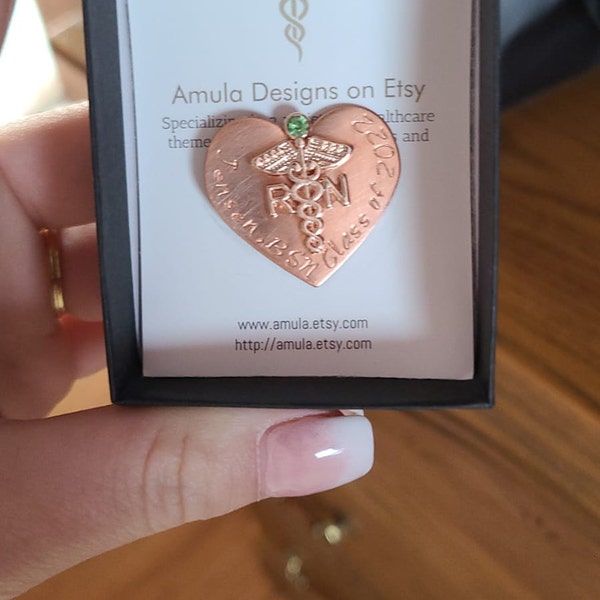 Rose Gold Heart Nurse Pin - Custom Rose Gold Nurse Pin - Nurse ...