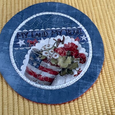 Flowers Shabby Chic Cute Mug Rug Coaster 5 X 5 Whimsical Quilted ...