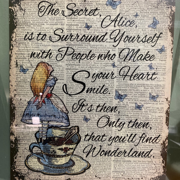 Alice in Wonderland Wall Art, Dictionary Art Print, Inspirational ...