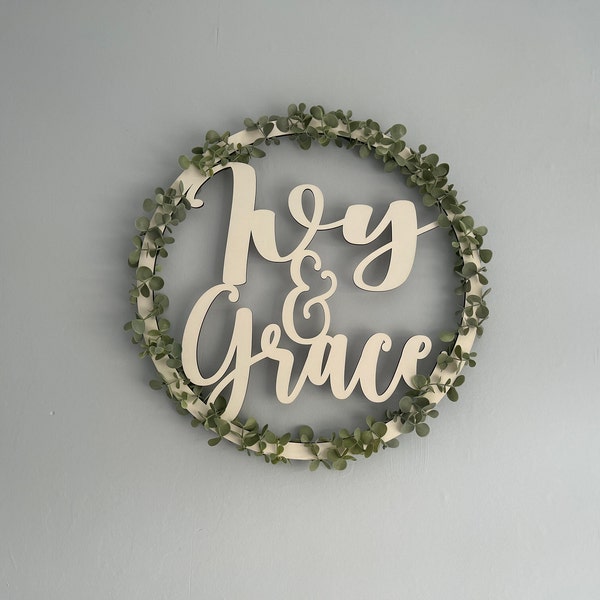 Personalised Wooden Happy Birthday Painted Name Hoop Circle Sign Wall ...