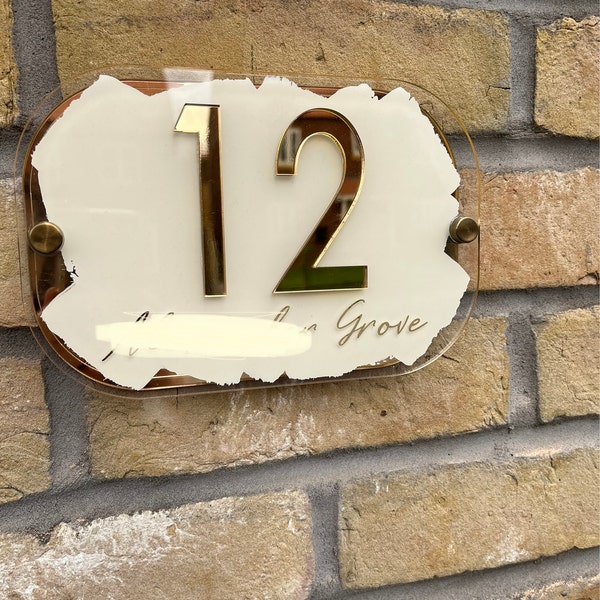 House Sign, Hand Painted Number Plaque, Personalised in Mirror - Etsy