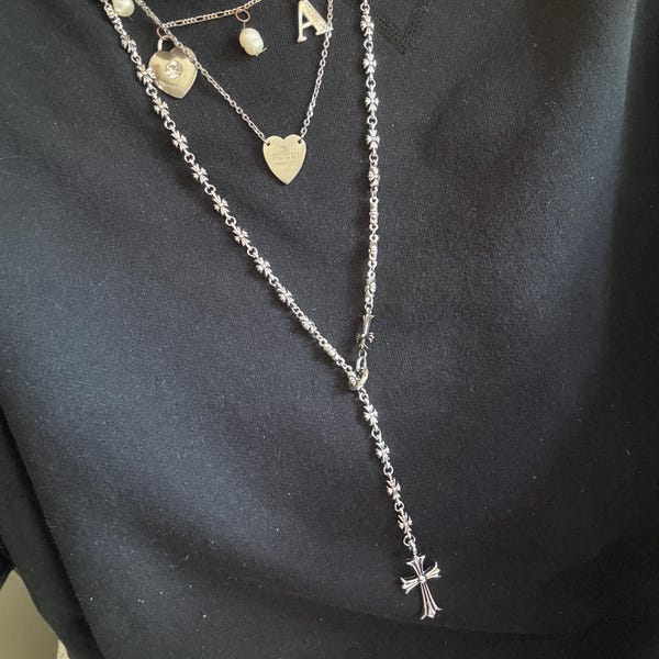 Ch Gothic Style Y2k Paper Chain Link Small Dagger Sword Necklace Chrome ...