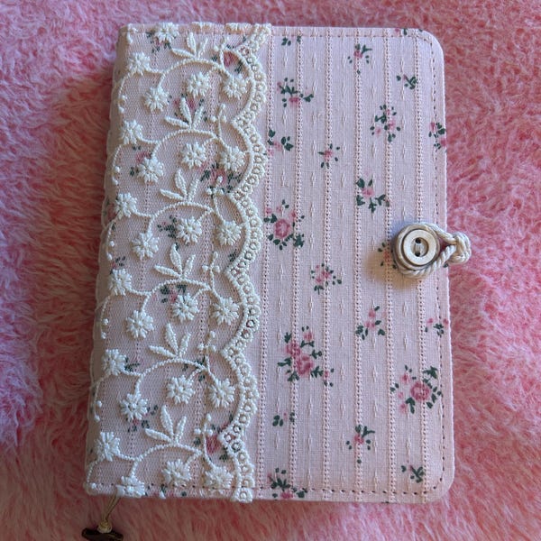 Pink Flower Lace Notebook Original Fabric Journal A5 A6 Handmade Floral ...