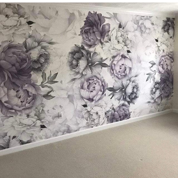 Purple Peony Wallpaper Mural Nursery Girl Pastel Peony Wall Art Flower