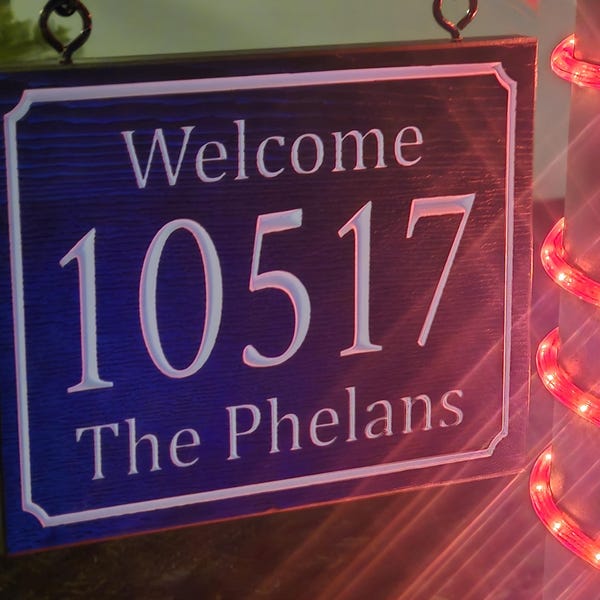 Oval Hanging House Number Sign, Signpost Sign, Wood Grain Address Sign ...