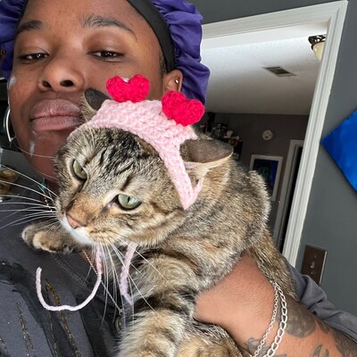 Crochet Pattern: Valentines Day Heart Headband for Cats With Ear Holes ...