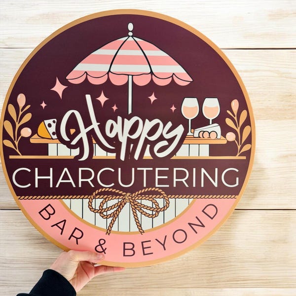 Custom Circular PVC Sign for Mobile Charcuterie Cart in Full Color Logo ...