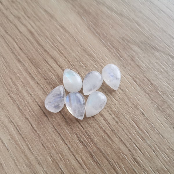Natural Rainbow Moonstone, Pear Cut Flatback Gemstone, AAA Grade ...