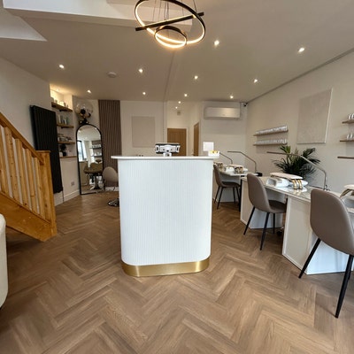 Fluted Reception Desk Made to Order Spray Finish Luxury, High-end ...