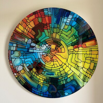 Blue Glass Wall Painting, Home Decor, Housewarming Gift, Wall Hangings ...