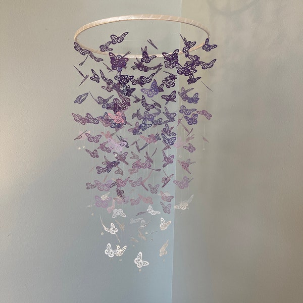 Purple Butterfly Mobile/monarch Butterfly Chandelier Mobile/kids Room ...