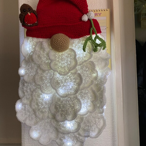 Crochet Christmas, Festive, Gonk, Gnome, Wreath Pattern, Light up Beard ...