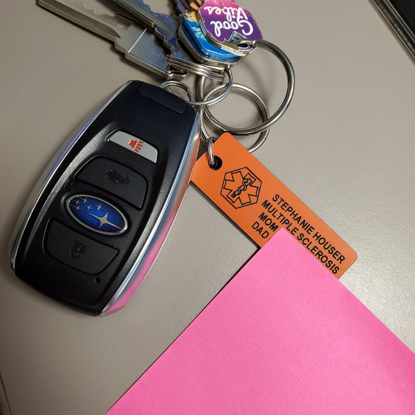 Medical Alert ID Tag Keychain, Custom ENGRAVED FREE Plastic - Tp1c-cst ...