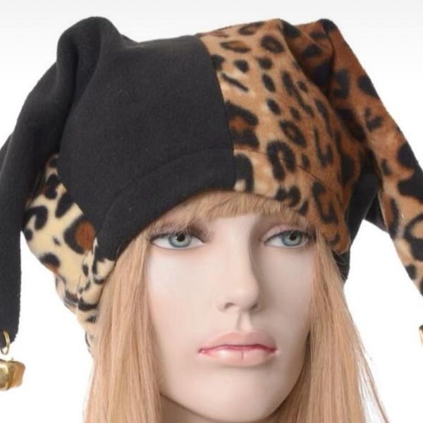 Burgundy Jester Hat Fleece Harlequin Cap Two Point Gold Oversized Bells ...