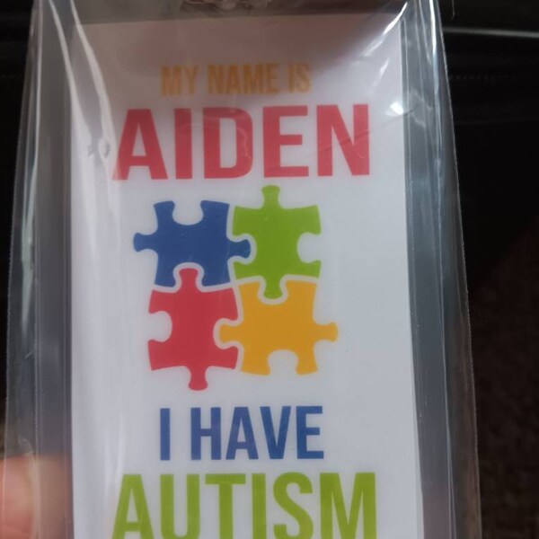 Autism Bag Tag, Autism Alert Tag, Personalized Bag Tag, Autism Hang Tag ...