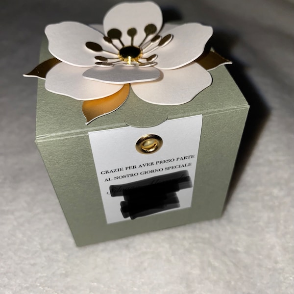 Sage Favor Boxes With Flower Decor for Wedding, Bridal Party, Baptism ...