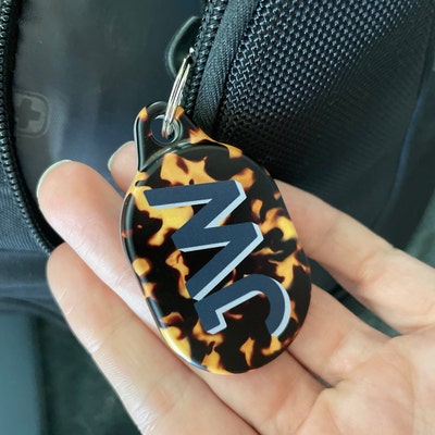 Monogram Tortoise AirTag Case Personalized Large Initials Hard Plastic ...