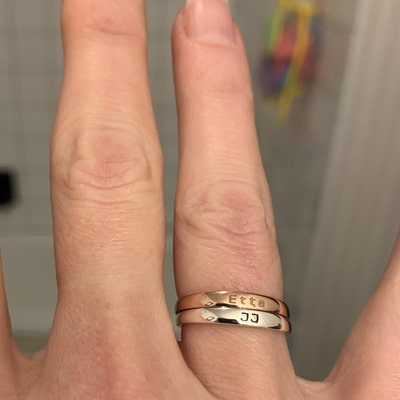 Stackable Mom Rings, Mothers Day Jewelry, Thin Name Ring, Mothers Ring ...