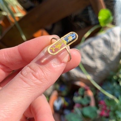 Pressed Flower Ring, Flower Ring, Resin Ring, Yellow Floral Jewelry ...