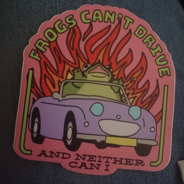 Frogs Can't Drive and Neither Can I Sticker / Bad Driver Joke Teasing ...