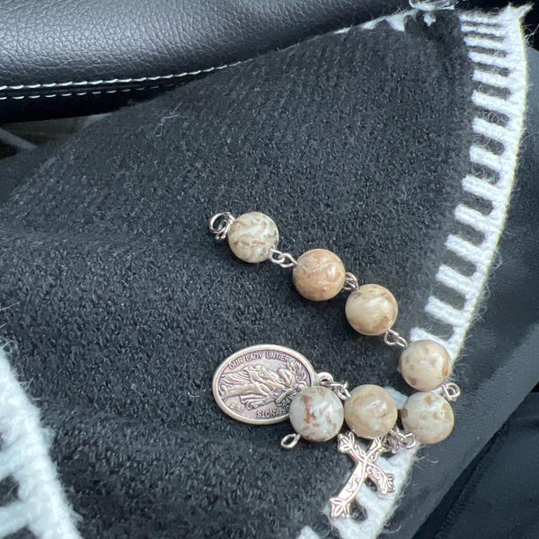 Prussian Blue Ceramic Bead Stretch Bracelet With Cross Charm - Etsy