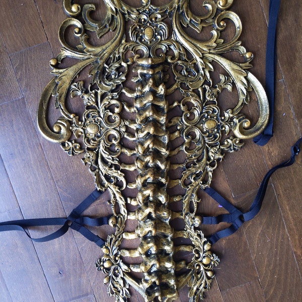 Gold Spine Metallic Latex Rubber Filigree Back Piece Armour Harness ...