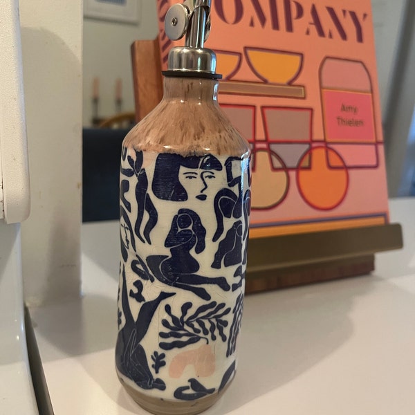 Large Ceramic Oil Cruet, Olive Oil Bottle, Oil Cruet, Matisse Inspired ...