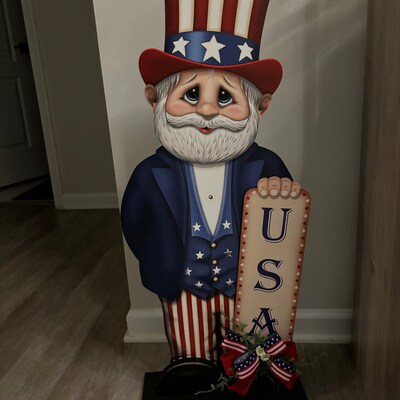 Uncle Sam, Patriotic Decoration, Summer Decor, Primitive Wooden Uncle ...