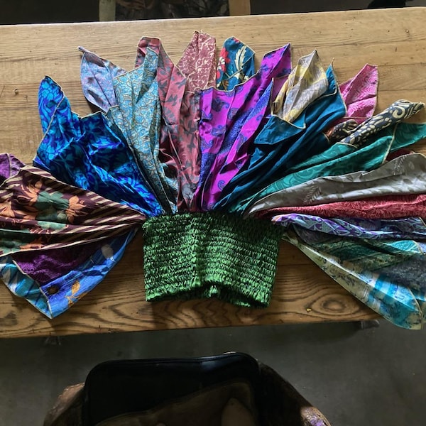 Goldie Short Scrap Skirt - Vintage Sari Patchwork Handkerchief Hem ...