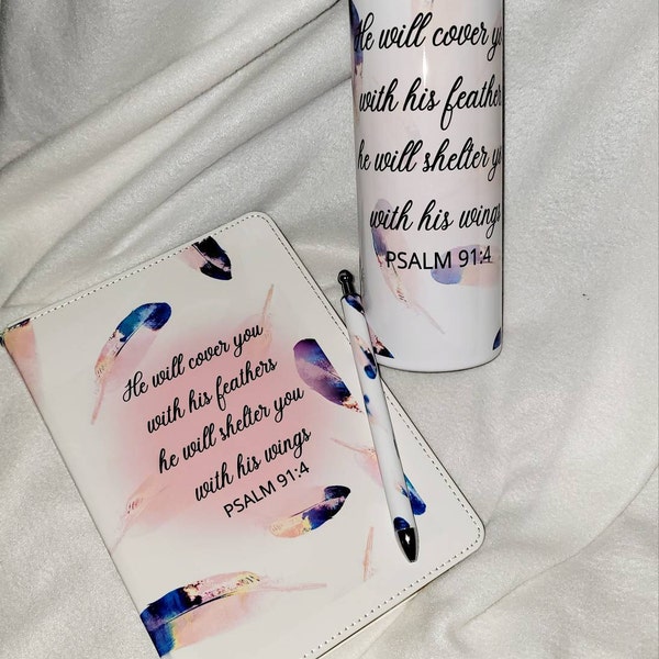 Psalm 91 4 Sublimation Bundle - 20oz Tumbler Wrap - Journal Wrap - Pen ...