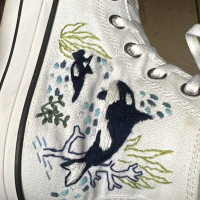 Converse Embroidered Custom Cartoon, Neighbor Totoro Embroidered ...