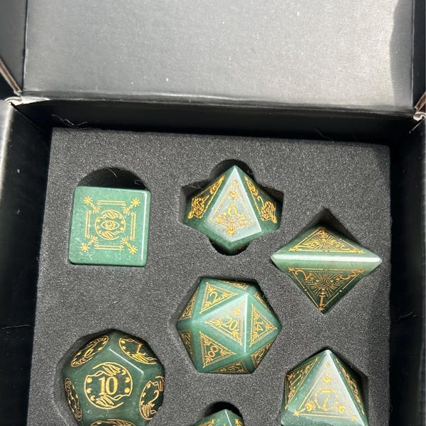 Full Dnd Dice Set Satin Finish Dice Rainbow Matt Glass Dnd Gift D20 ...