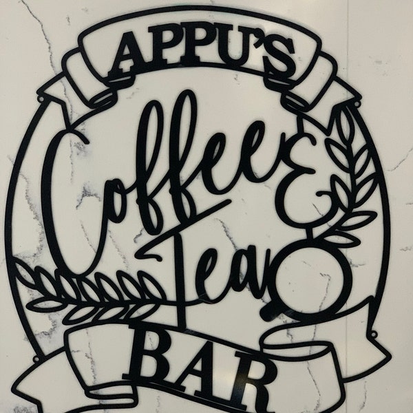 Personalized Metal Sign Coffee & Tea Bar Sign Custom Laser Cut Name ...