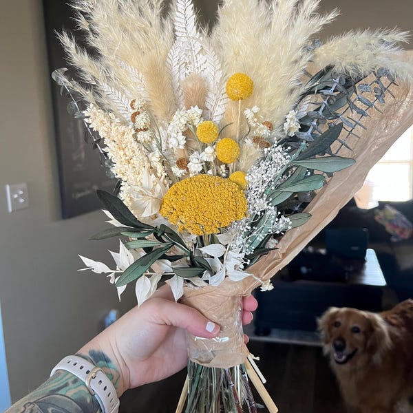 Dried Greenery, Tan and Flower Garland/ Fall Centerpiece/ Mantle Piece ...