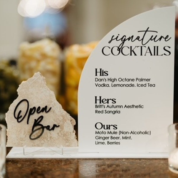 Acrylic Stone Signature Drinks Sign | Layered Menu | Wedding Menu ...