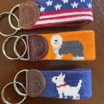 Zip Code Gift / Zip Code Custom Needlepoint Keychain / Zip Code Key ...