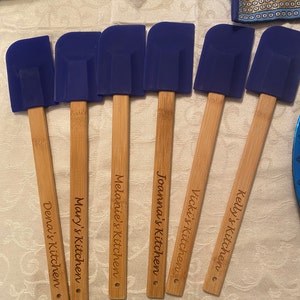 Personalized Engraved Spatula Wood and Silicone Scraper 1 Spatula - Etsy