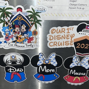 Captain Mickey Holding Family Name Banner Disney Cruise Door Magnets - Etsy