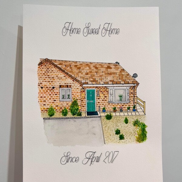 Congratulations New Home Card, Front Door Print, Hand Drawn Greeting ...