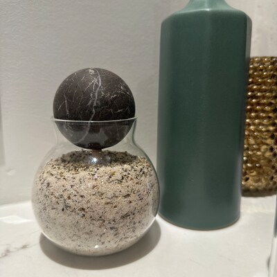 Decorative Spherical Glass Container/jar With Black Marble, Red Marble ...