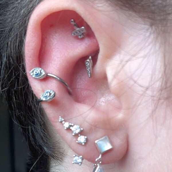 Kalani Sterling Silver and Rainbow Moonstone Delicate Chain Wrap Studs ...