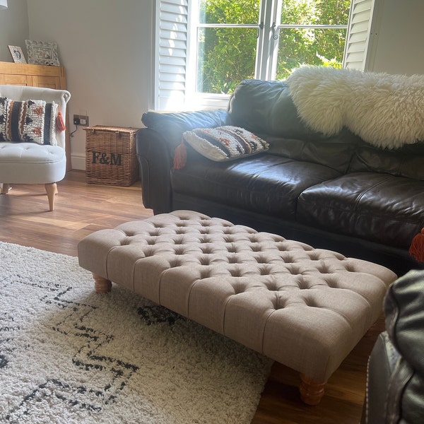 Chesterfield Double Top Coffee Table & Footstool Deep Buttons Made by ...
