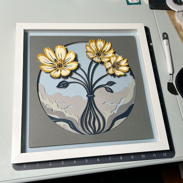 Flower Bouquet Shadow Box SVG: Layered Paper Cut Files - Etsy